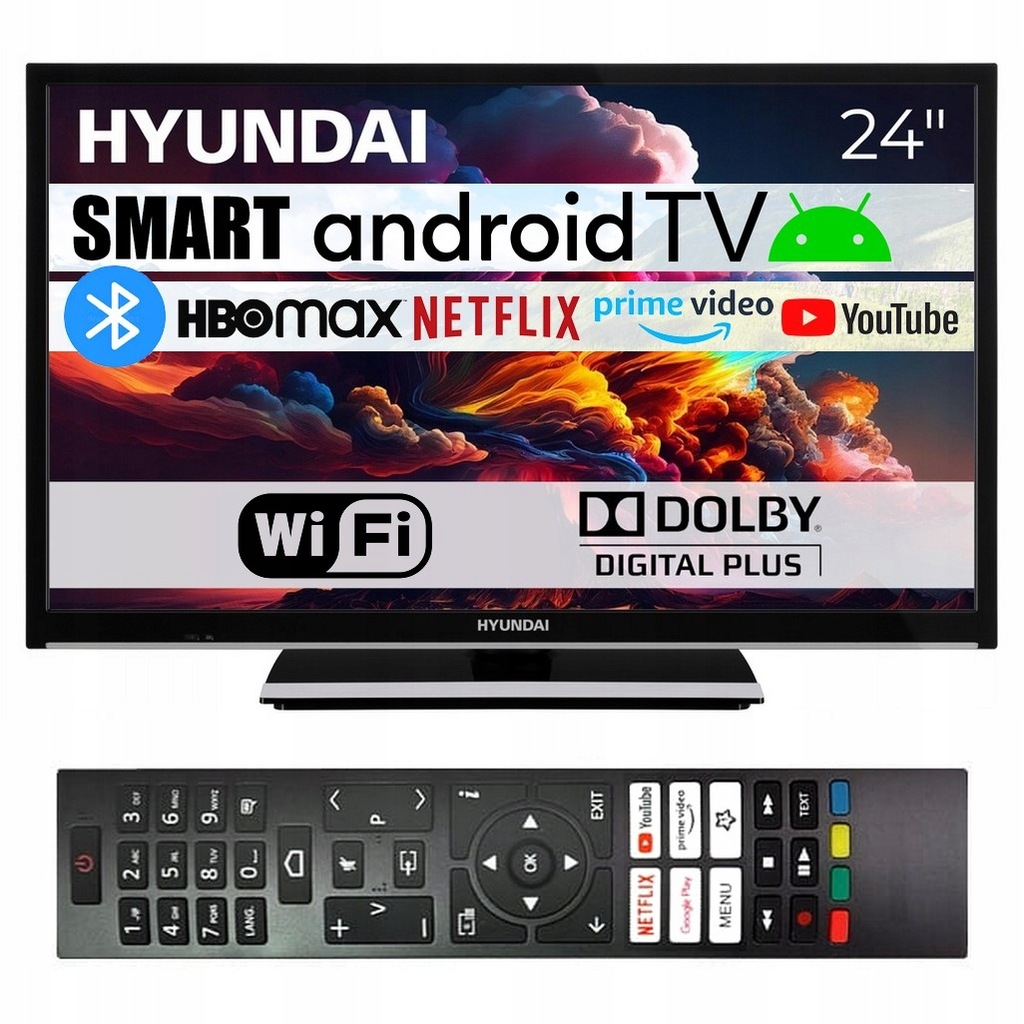 Telewizor SMART Android TV WiFi BT HYUNDAI 24'' HD HDR LAN PC Ci ...